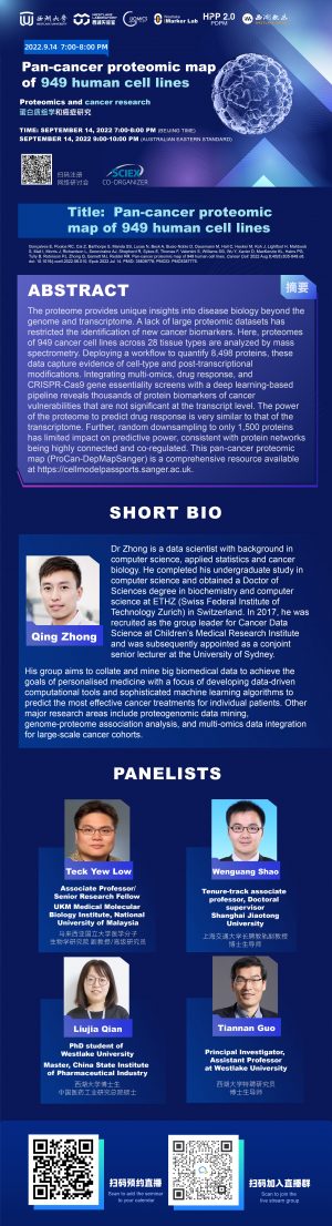 20220914 5th Webinar | Proteomics and cancer research – Laboratory for Proteome Complexity Science